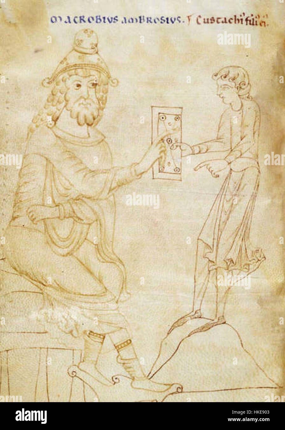 This painting depicts the ancient figures of Macrobius and Eustachius ...