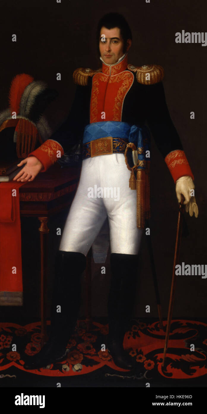 A painting of Guadalupe Victoria, the second president of Mexico ...