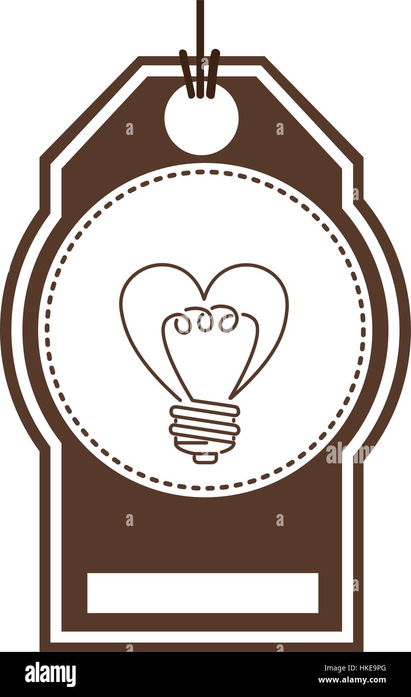 silhouette price tag with sticker circular of light bulb in heart shape ...