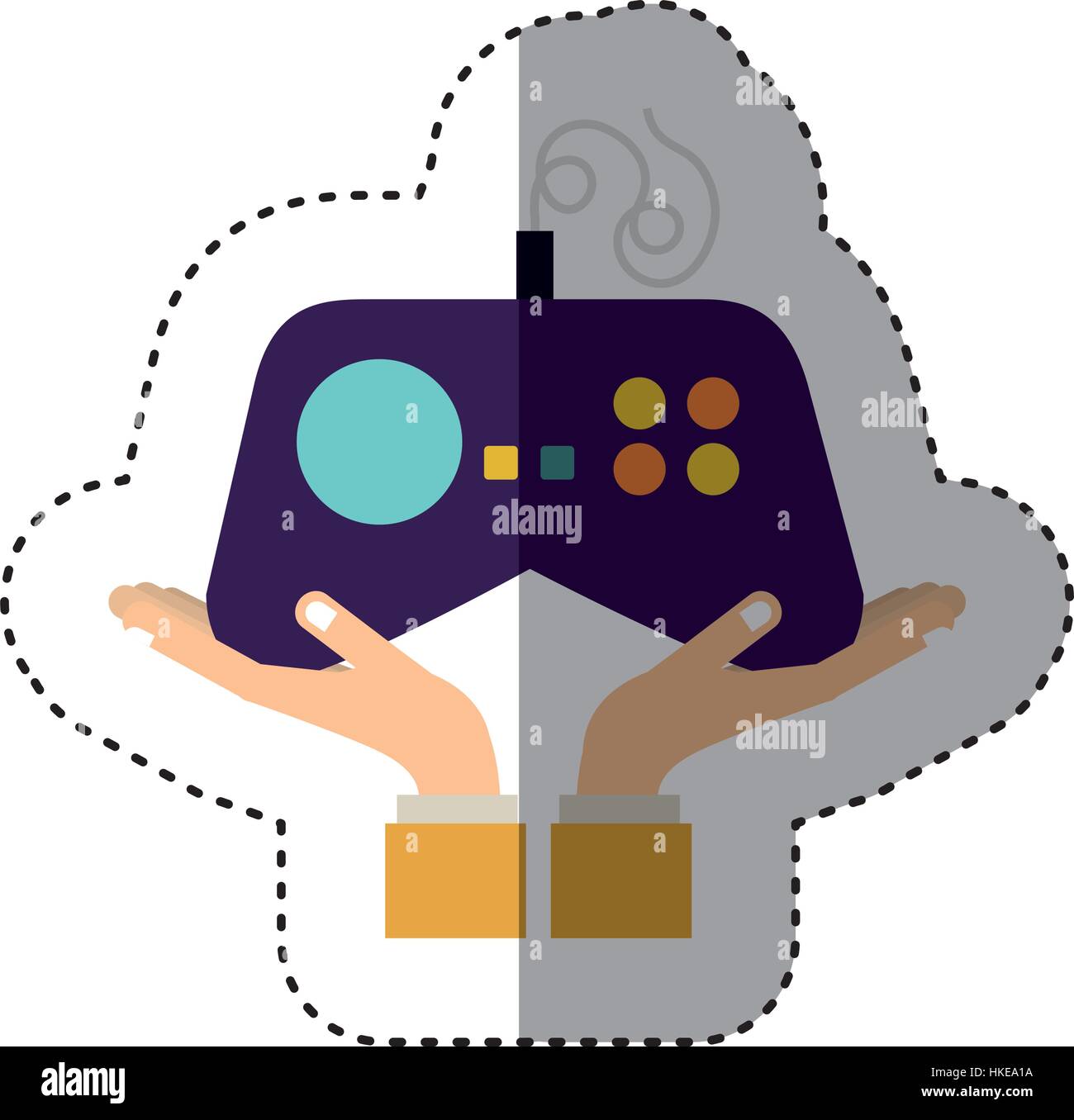 silhouette monochrome with games remote control Stock Vector Image ...