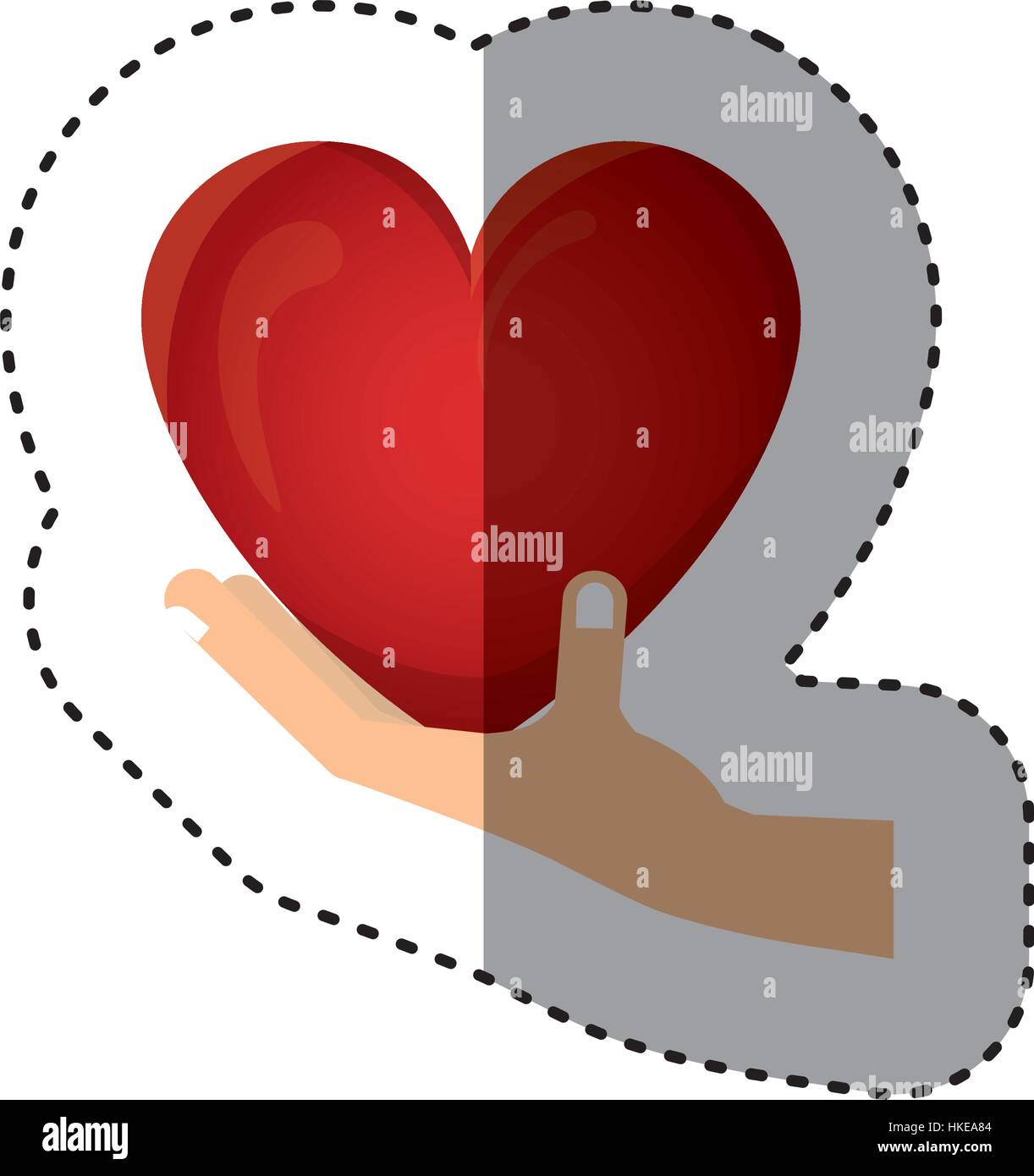 Sticker contour hand holding heart Stock Vector Images - Alamy