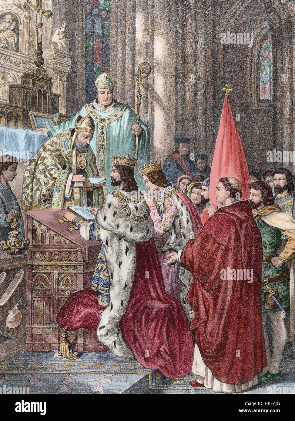 Alfonso III (c.848-910). Called the Great. King of Asturias. Wedding ...