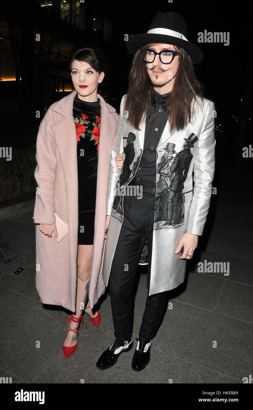 London, UK. Francesca Merricks and Joshua Kane at the FALL Magazine ...