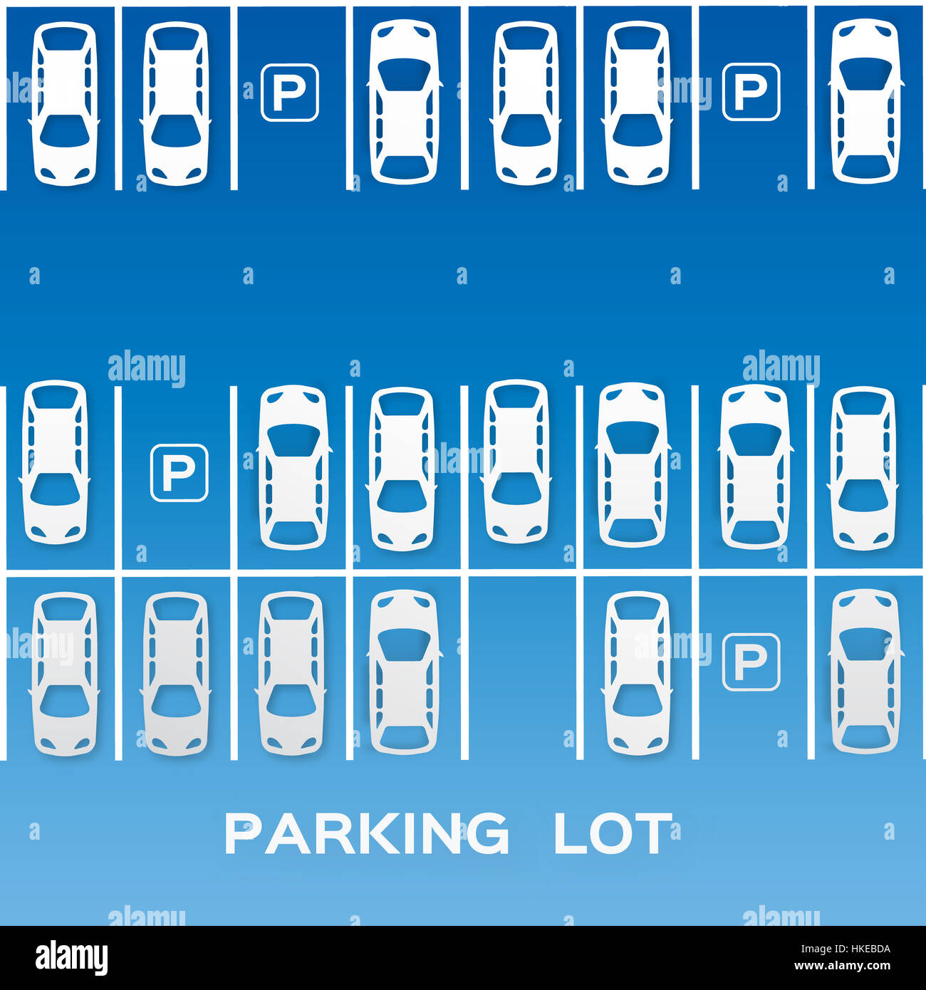 Top View Parking lot design - - cut from paper concept. Many cars ...