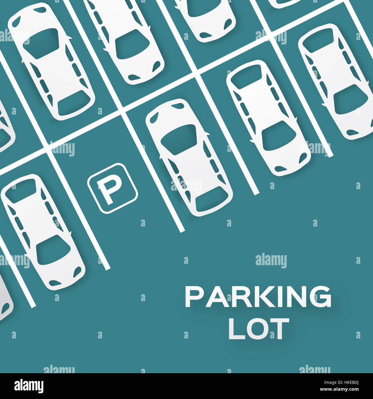 Top View Parking lot design - - cut from paper concept. Many cars ...
