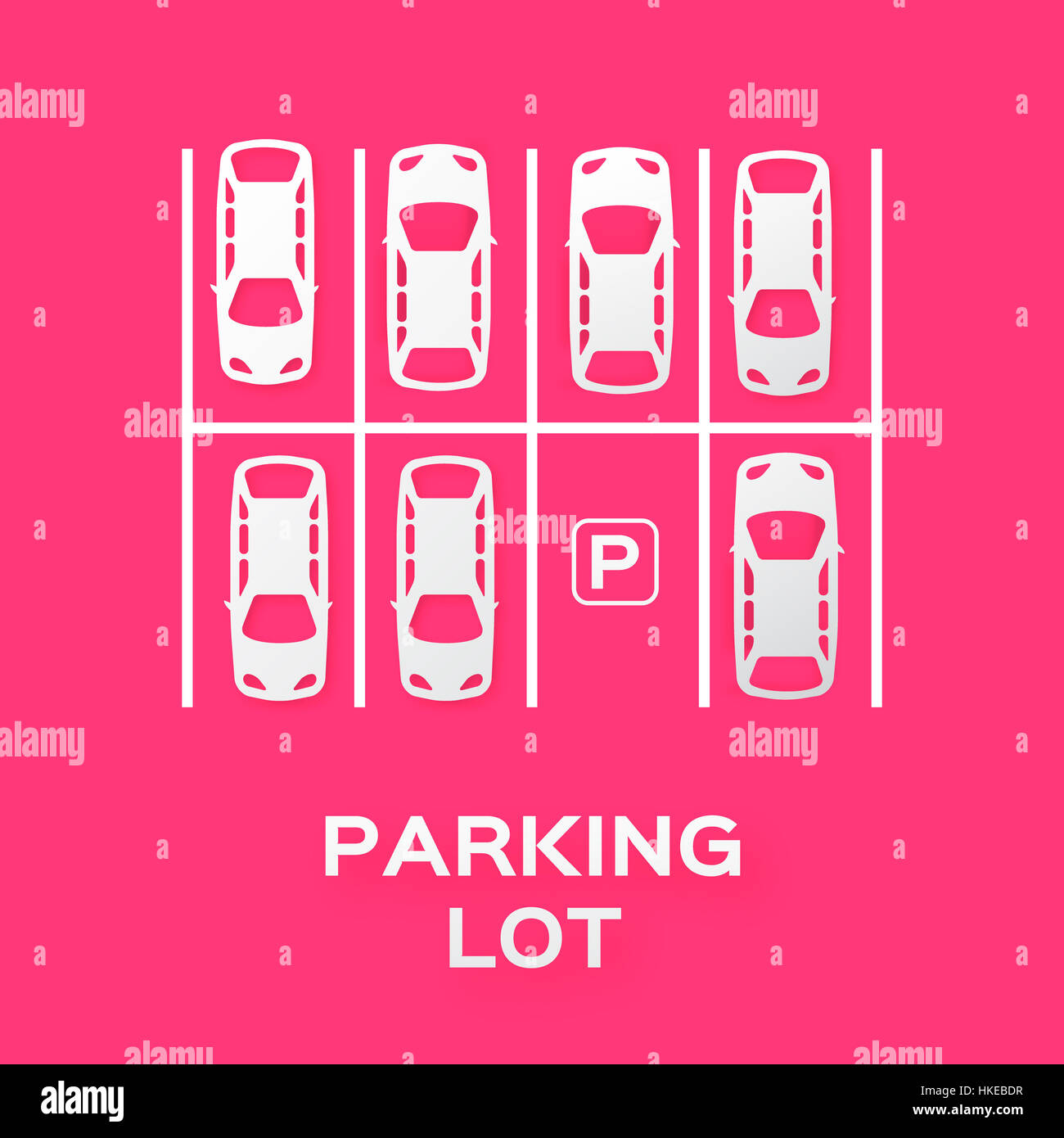 Top View Parking lot design - - cut from paper concept. Many cars ...