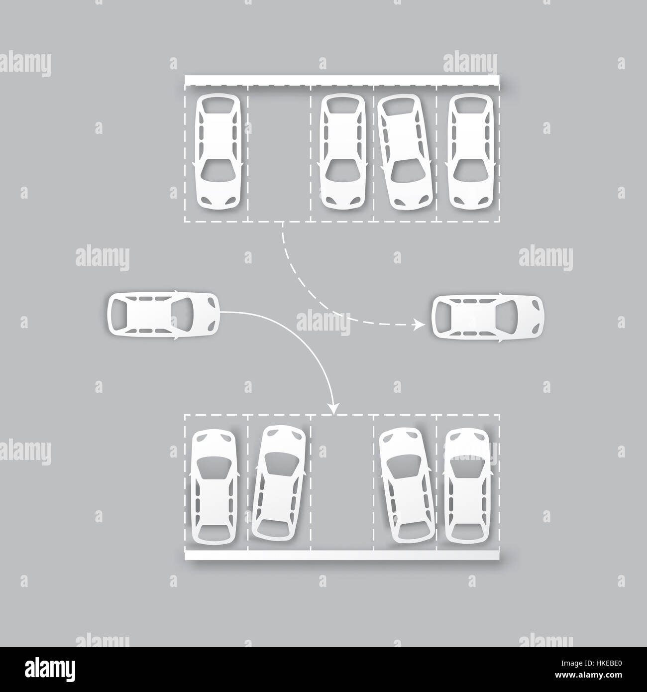 Top View Parking lot design - - cut from paper concept. Many cars ...