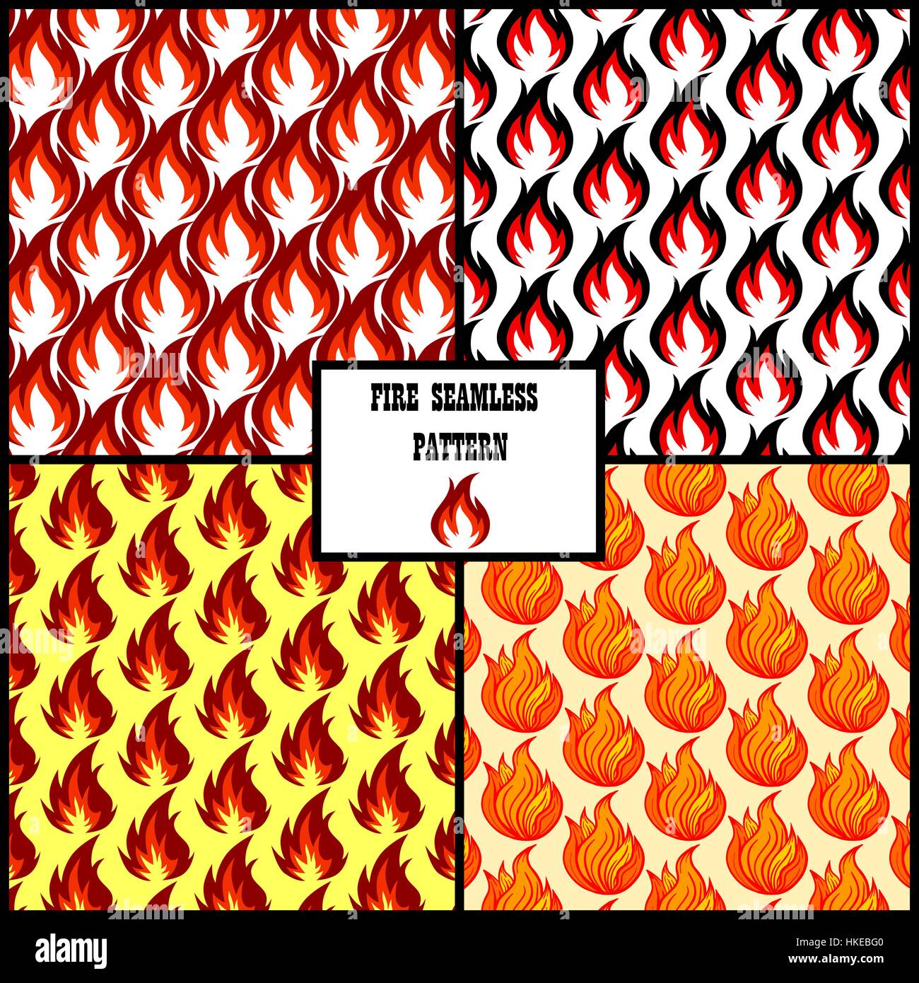 Set of fire symbols seamless pattern isolated on white background ...