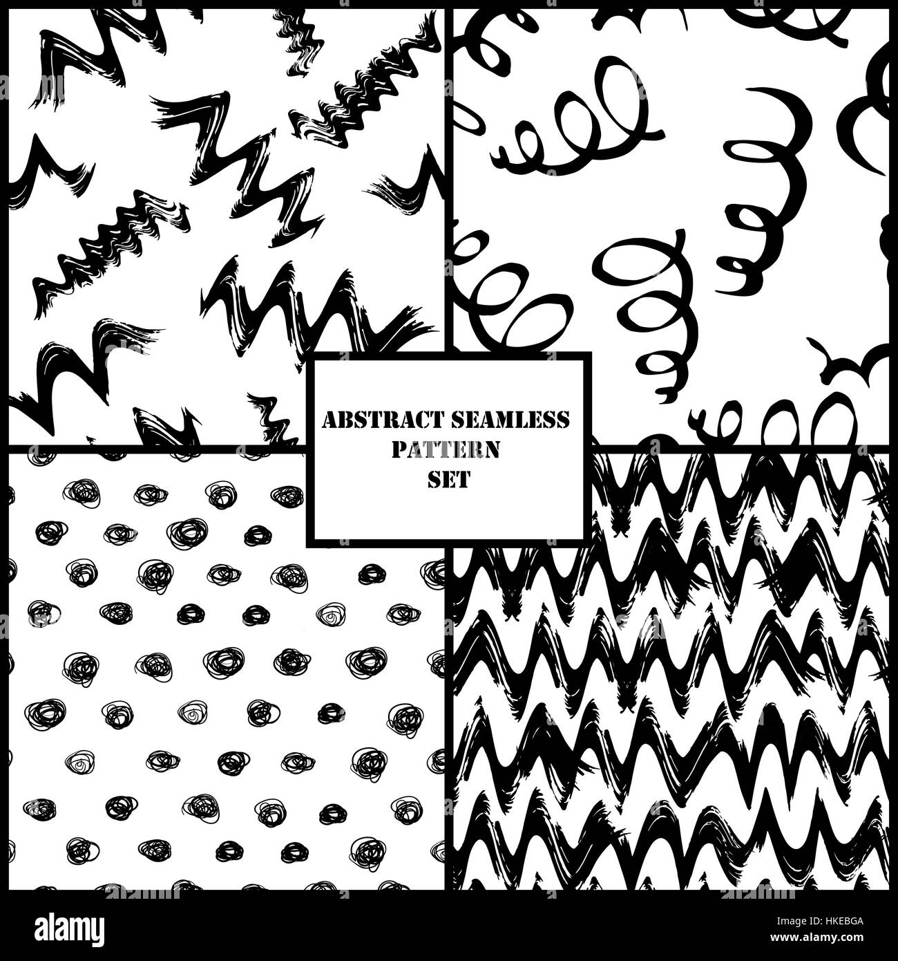 Collection monochrome grange seamless textures for digital design. Hand ...