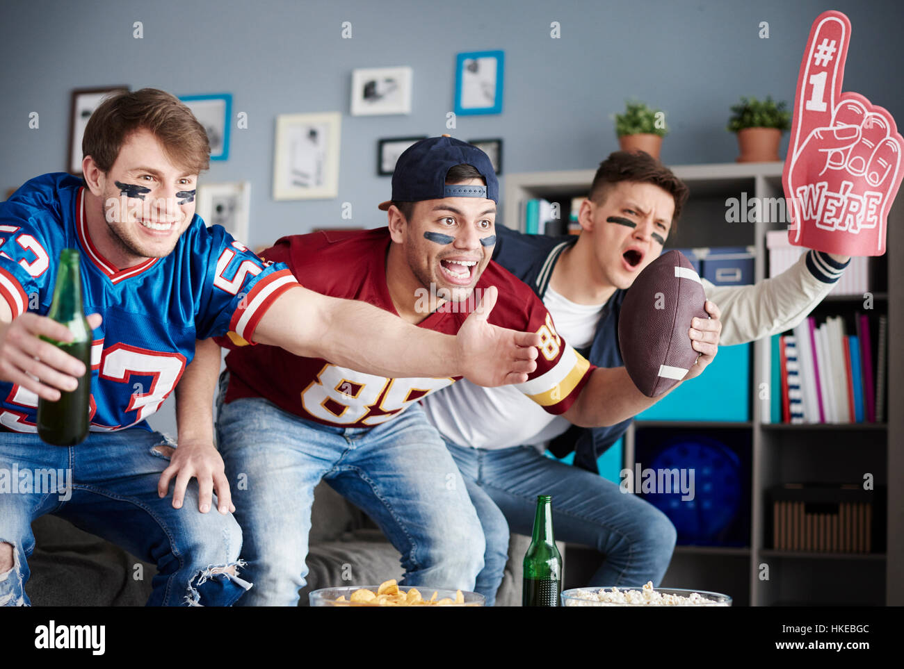 Emotional scene of men fans supporting Stock Photo - Alamy
