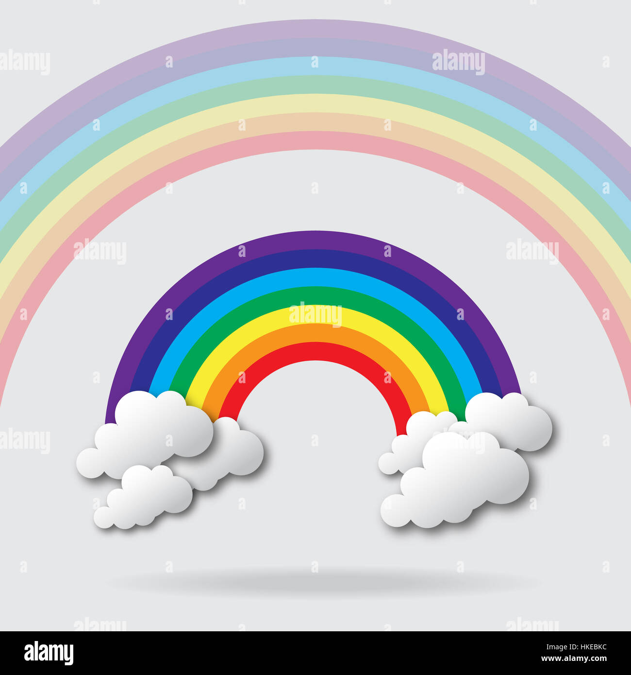 Stylized paper cutout clouds and rainbow. Vector applique Stock Photo ...
