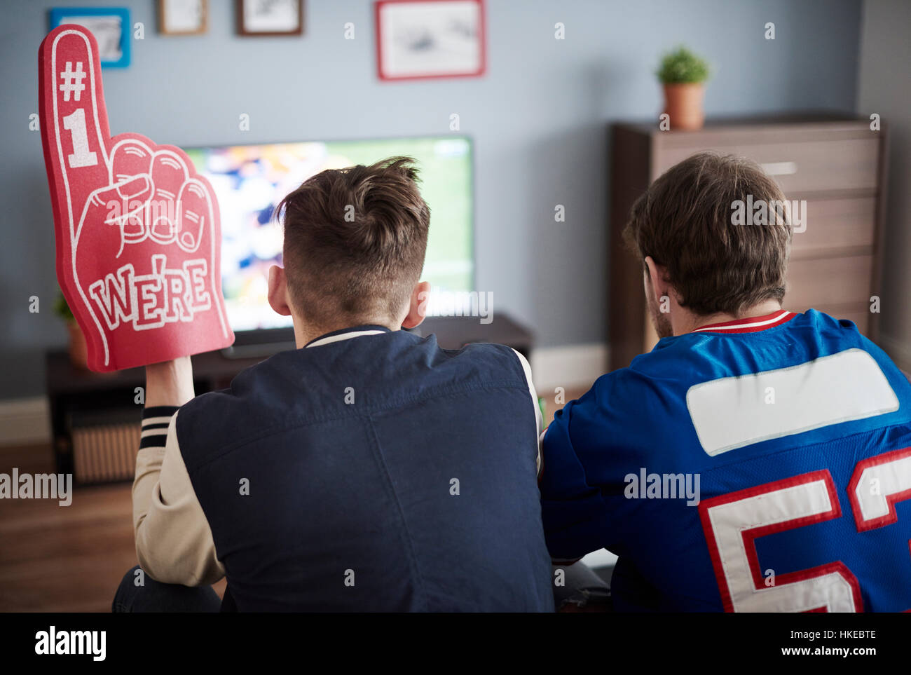 Picture of two pensive sports fan Stock Photo - Alamy