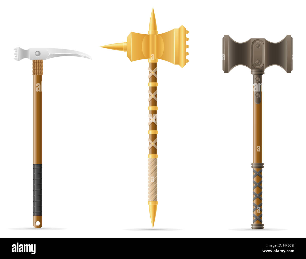 ancient battle weapons set icons stock illustration isolated on white ...