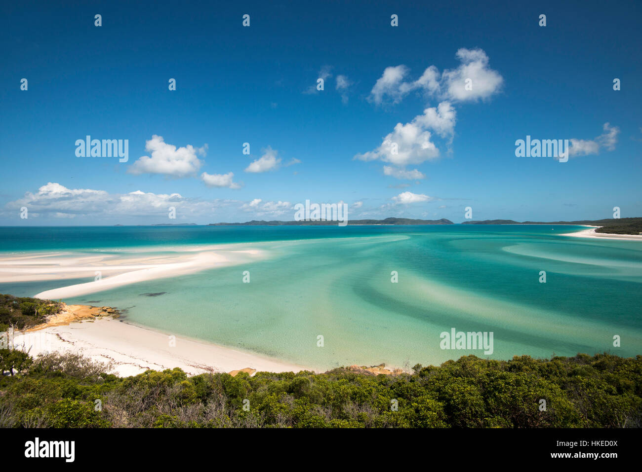 View of Hill Inlet and Whitehaven Beach from the Hill Inlet Lookout on ...