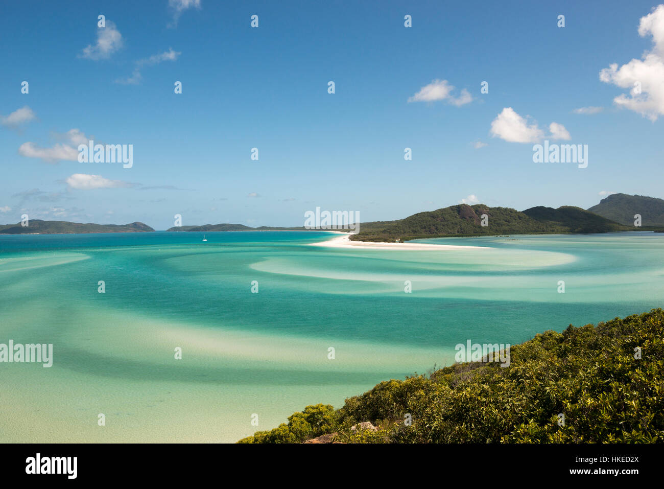View of Hill Inlet and Whitehaven Beach from the Hill Inlet Lookout on ...