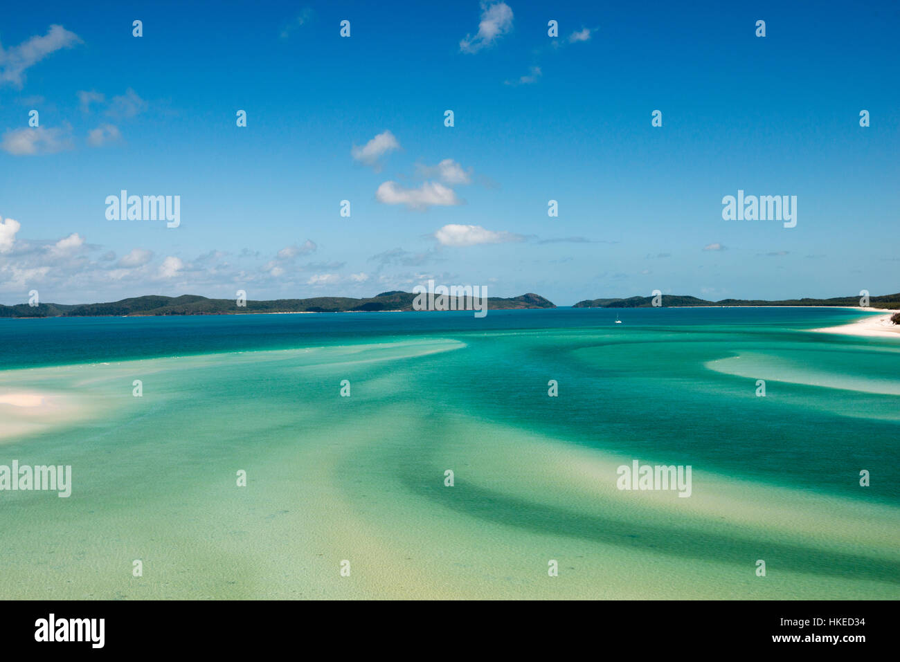 View of Hill Inlet and Whitehaven Beach from the Hill Inlet Lookout on ...