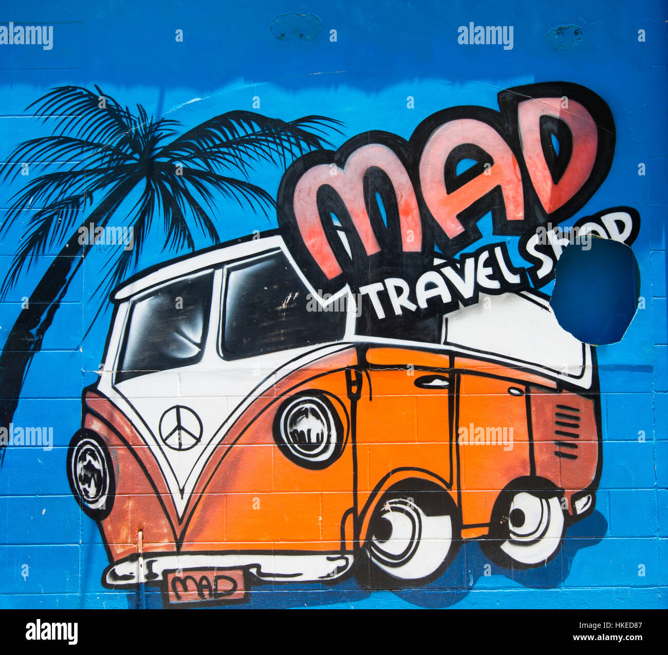Mad Travel Island Campervan Graffiti (street art) in an alleyway off ...