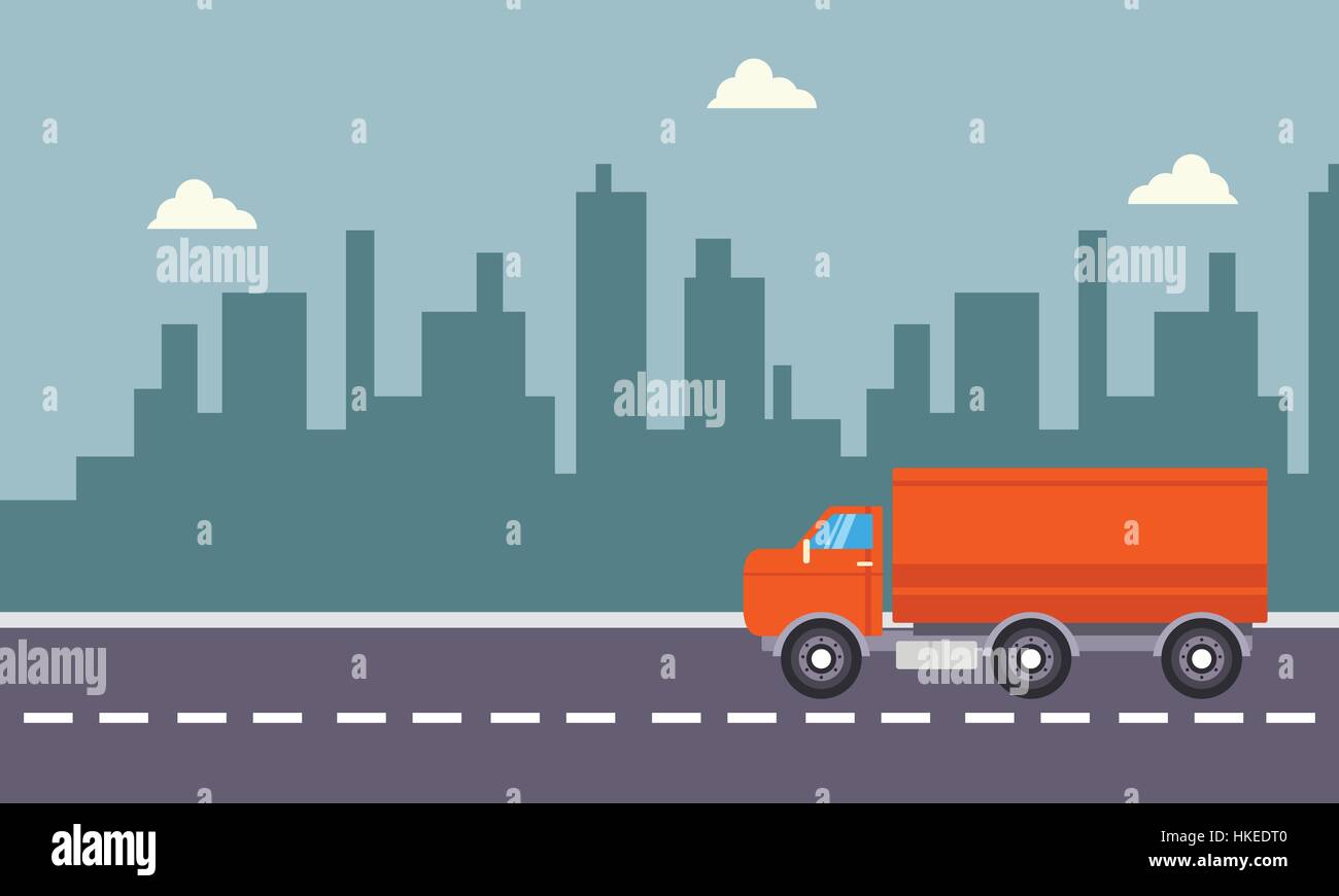 Vector art of red delivery truck Stock Vector Image & Art - Alamy