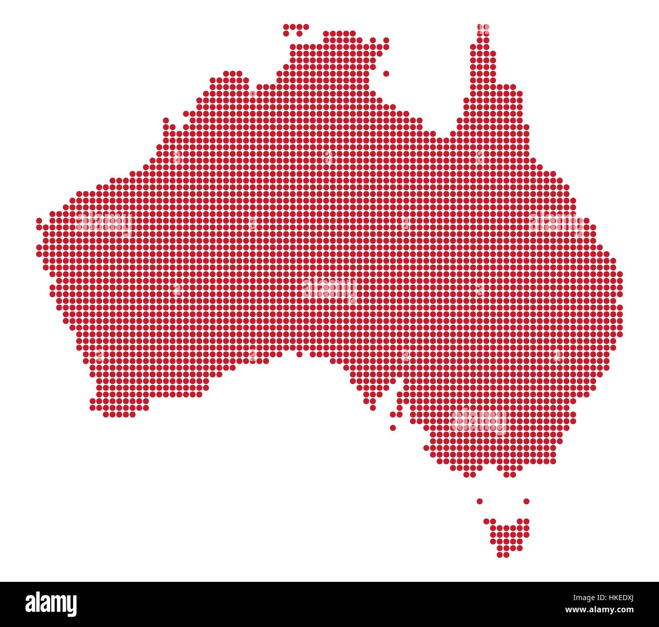 An Australia dot map in red isolated on a white background Stock Photo ...