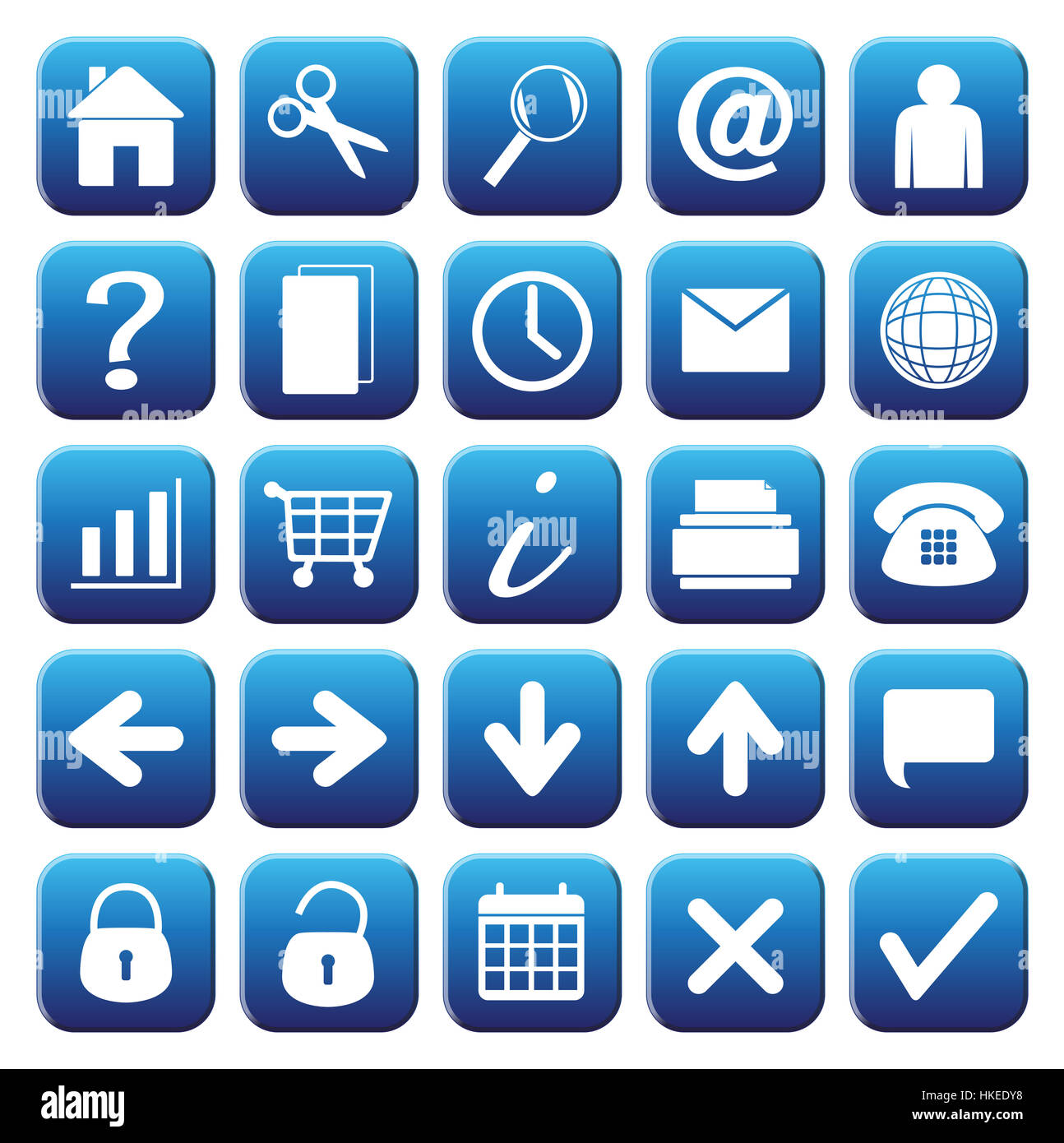 25 different blue web icons isolated on a white background Stock Photo ...