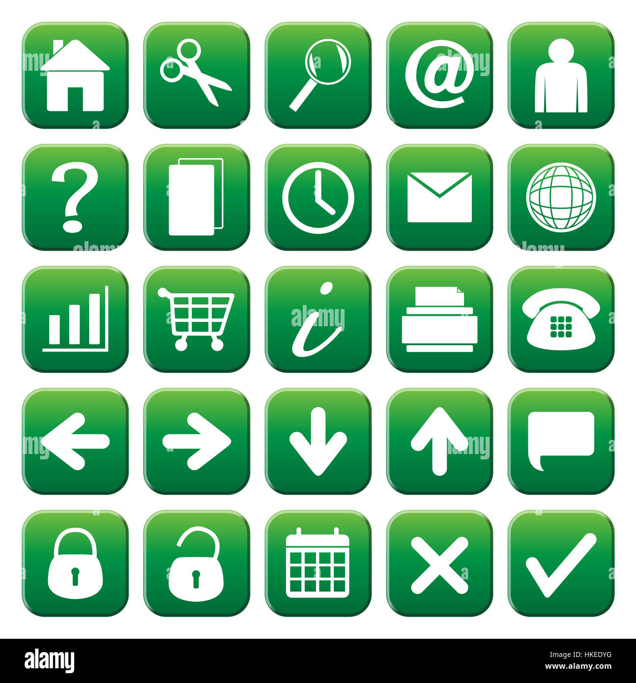 25 different green web icons isolated on a white background Stock Photo ...