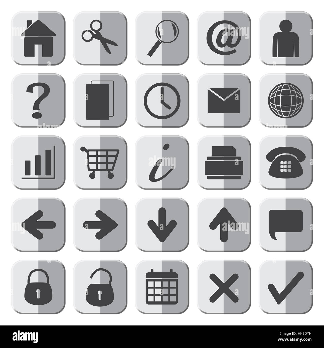 25 different grey web icons isolated on a white background Stock Photo ...