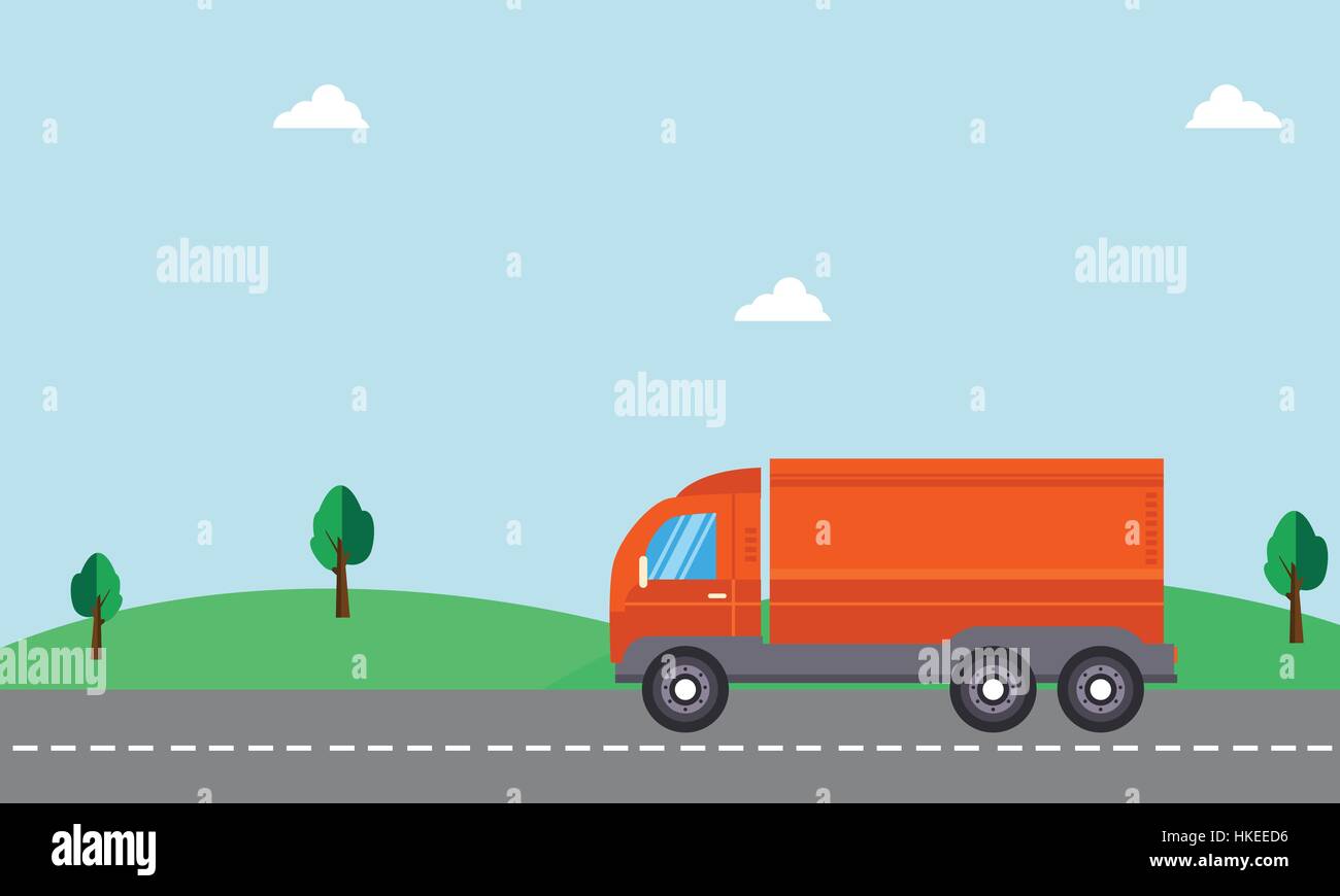 Vector of delivery truck with landscape backgrounds Stock Vector Image ...