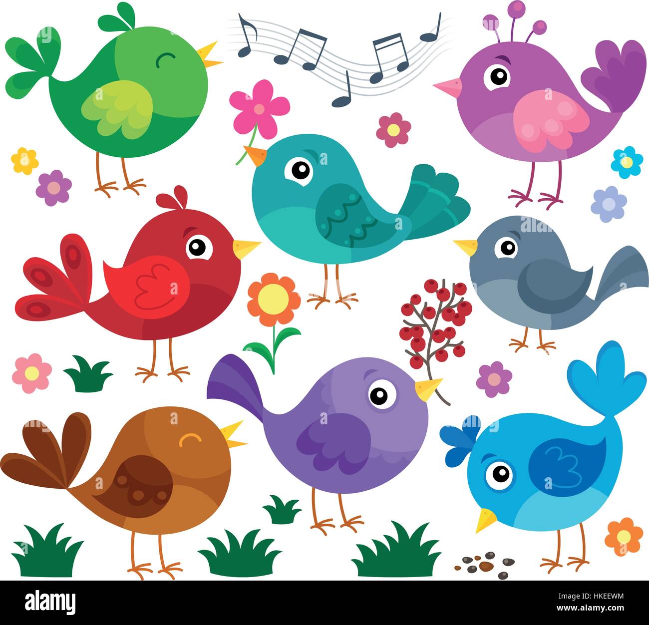 Stylized birds theme set 1 - eps10 vector illustration Stock Vector ...