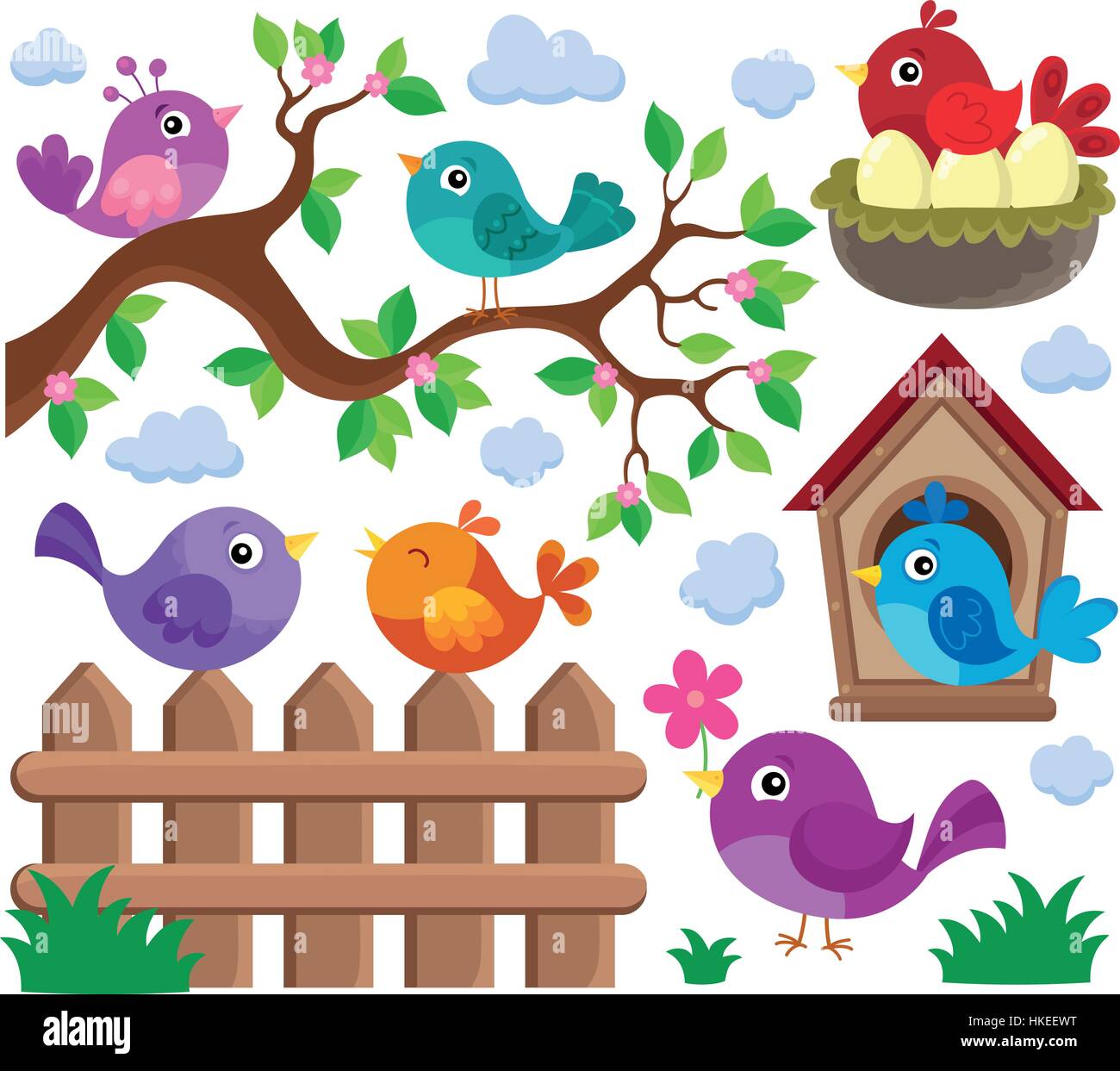 Stylized birds theme set 2 - eps10 vector illustration Stock Vector ...