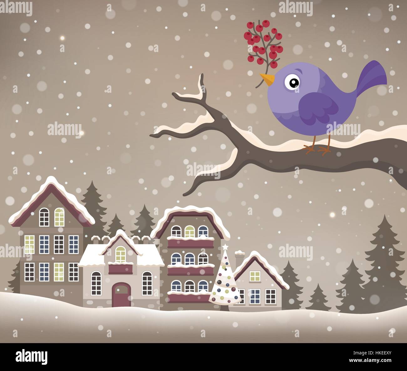 Stylized winter bird theme image 1 - eps10 vector illustration Stock ...