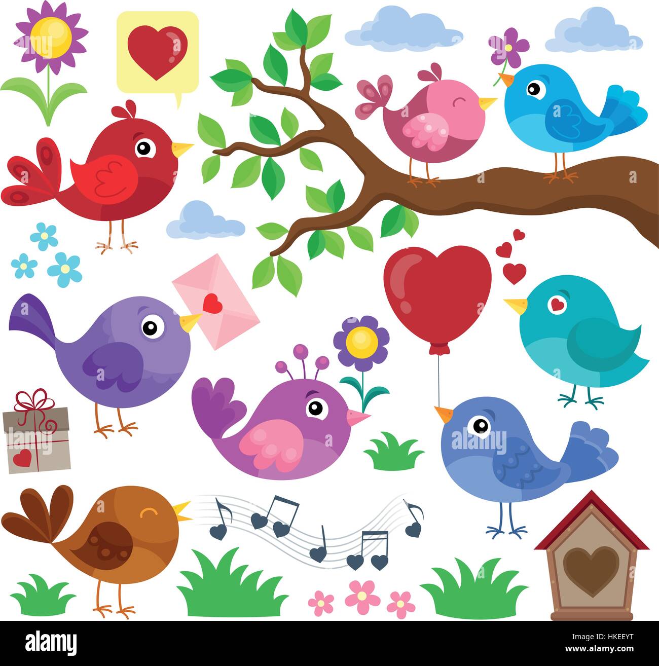 Valentine birds theme set 1 - eps10 vector illustration Stock Vector ...