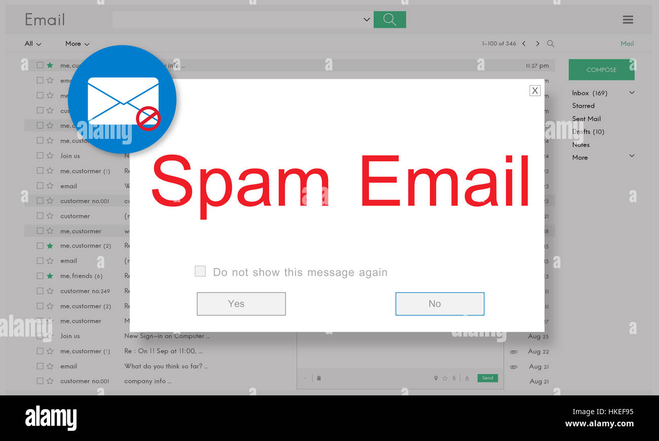 E-mail Popup Warning Window Concept Stock Photo - Alamy