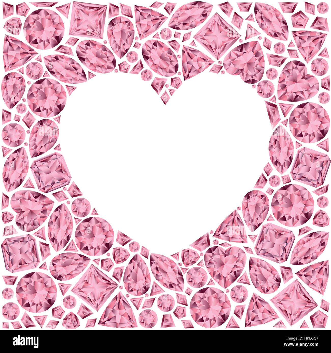 Heart frame made of pin gemstones on white background Stock Vector ...