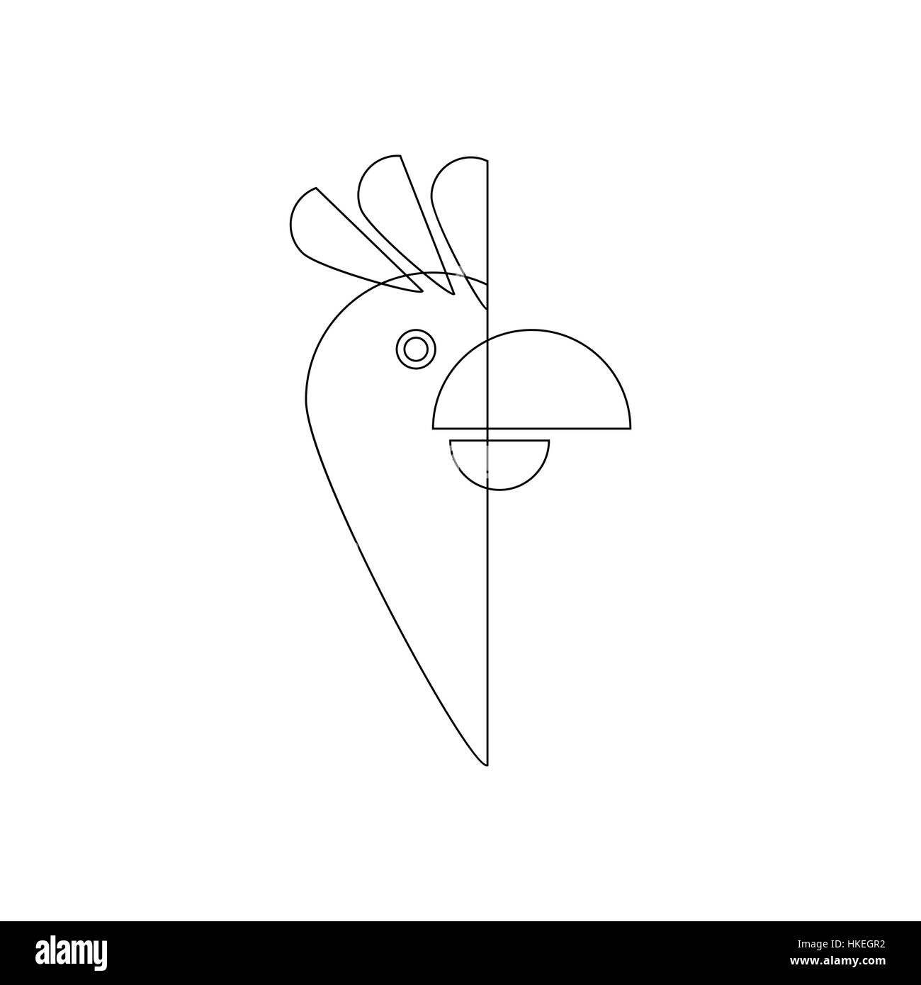 Linear abstract geometric parrot illustration on white background Stock ...