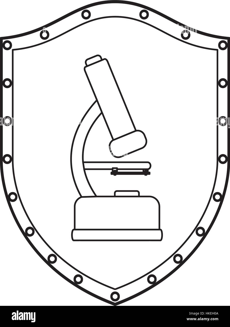 Microscope symbol on shield icon vector illustration graphic design ...