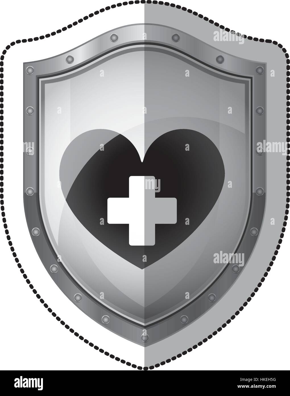 Heart pulse shield cross Stock Vector Images - Alamy