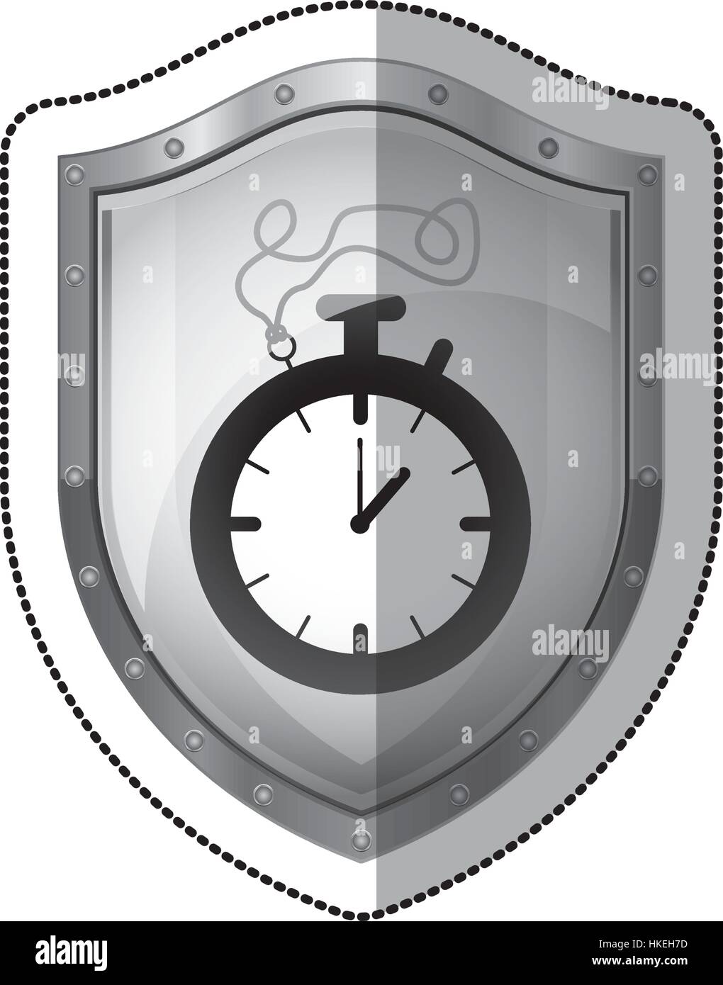 Timer chronometer on shield icon vector illustration graphic design ...