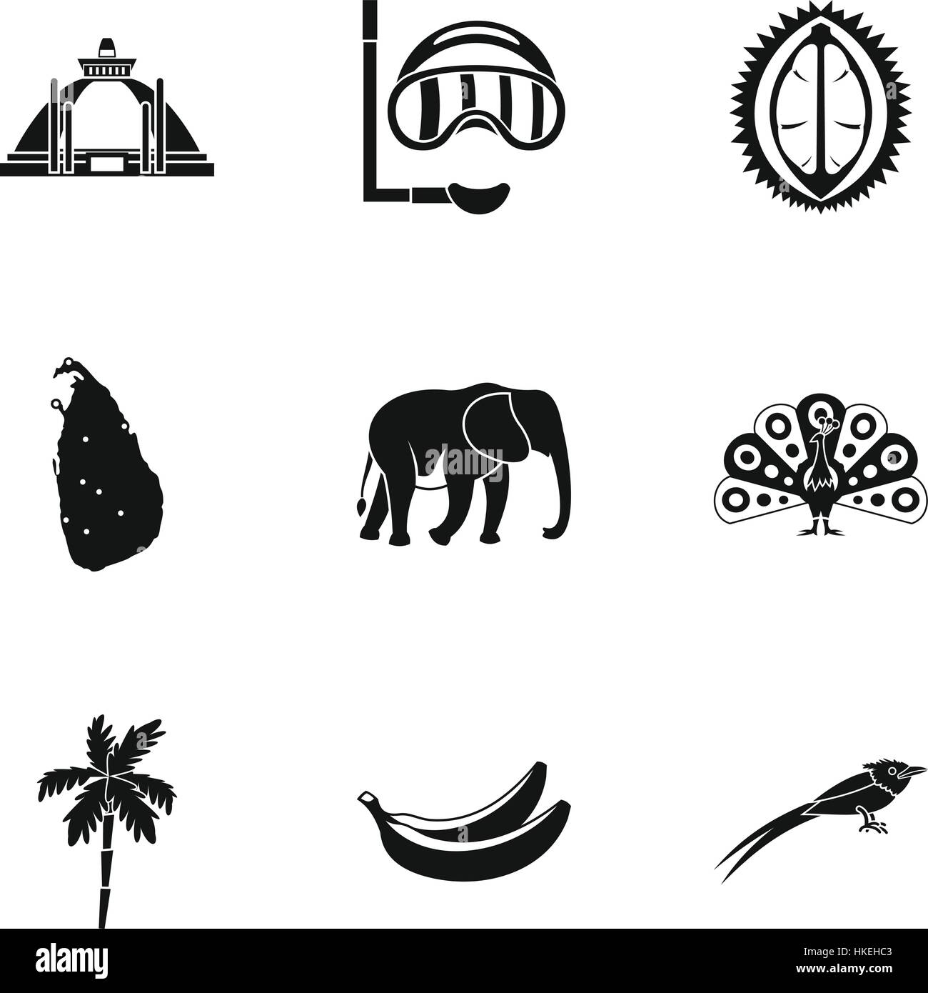 Sri Lanka icons set. Simple illustration of 9 Sri Lanka vector icons ...