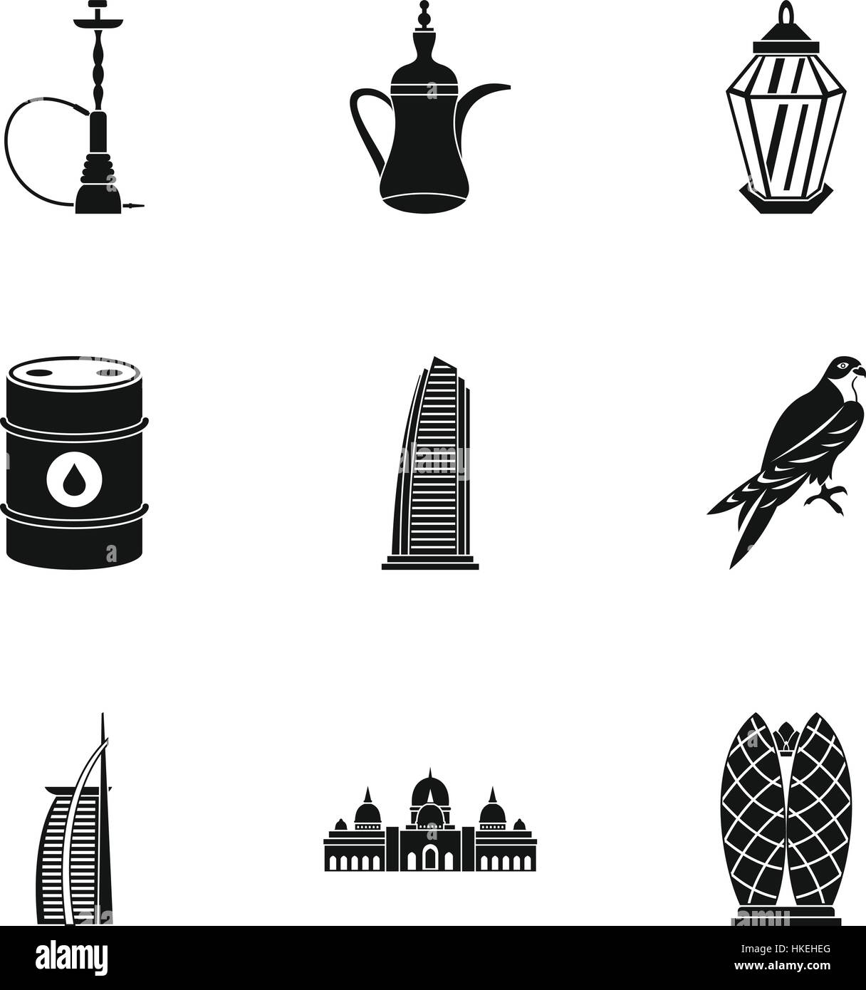 UAE icons set. Simple illustration of 9 UAE vector icons for web Stock ...