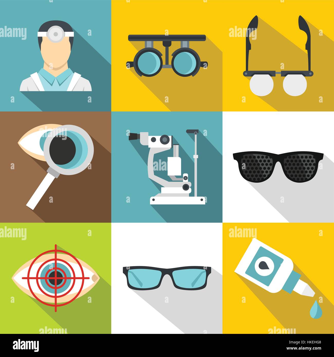 Vision icons set. Flat illustration of 9 vision vector icons for web ...