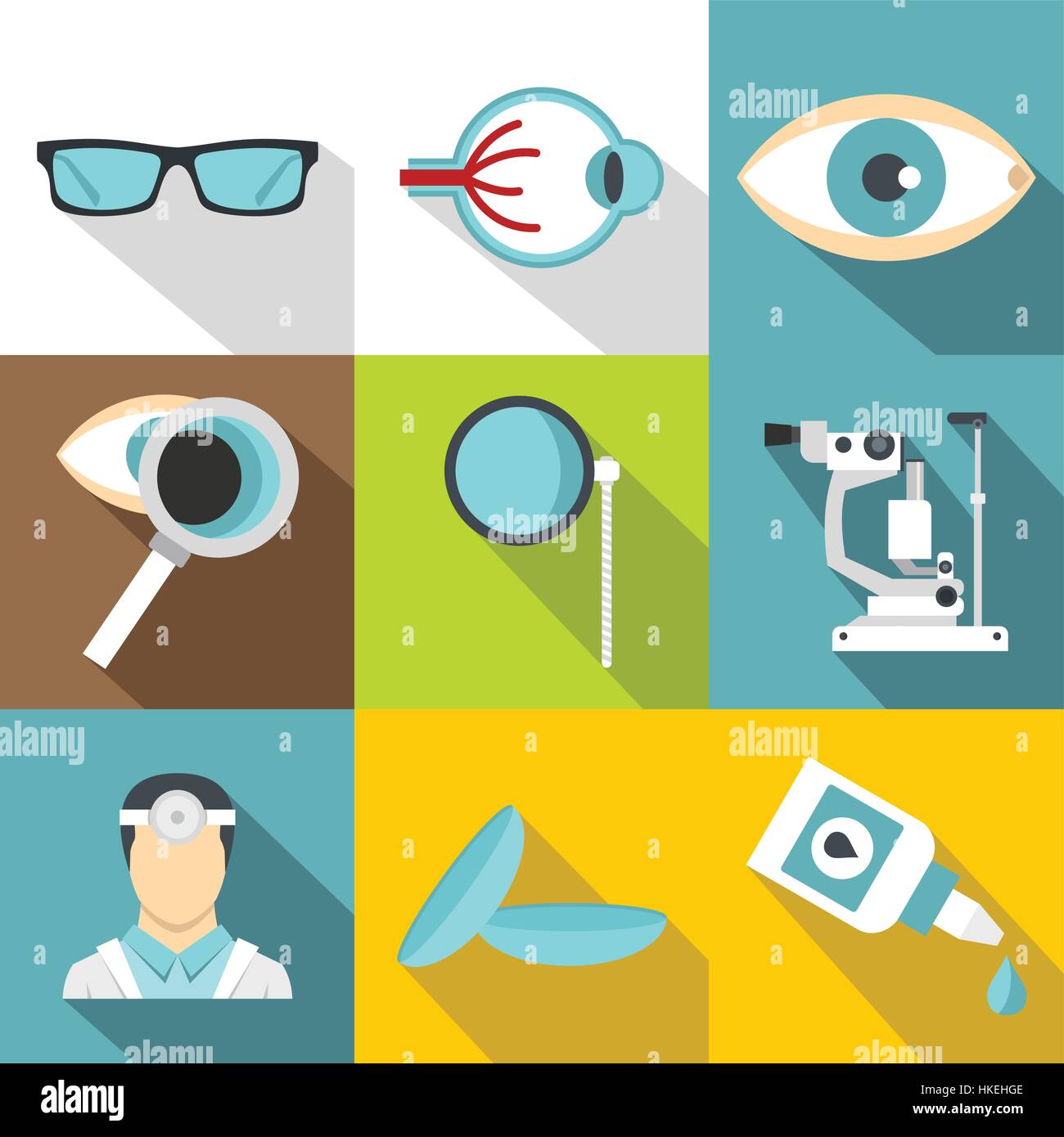 Treatment vision icons set. Flat illustration of 9 treatment vision ...