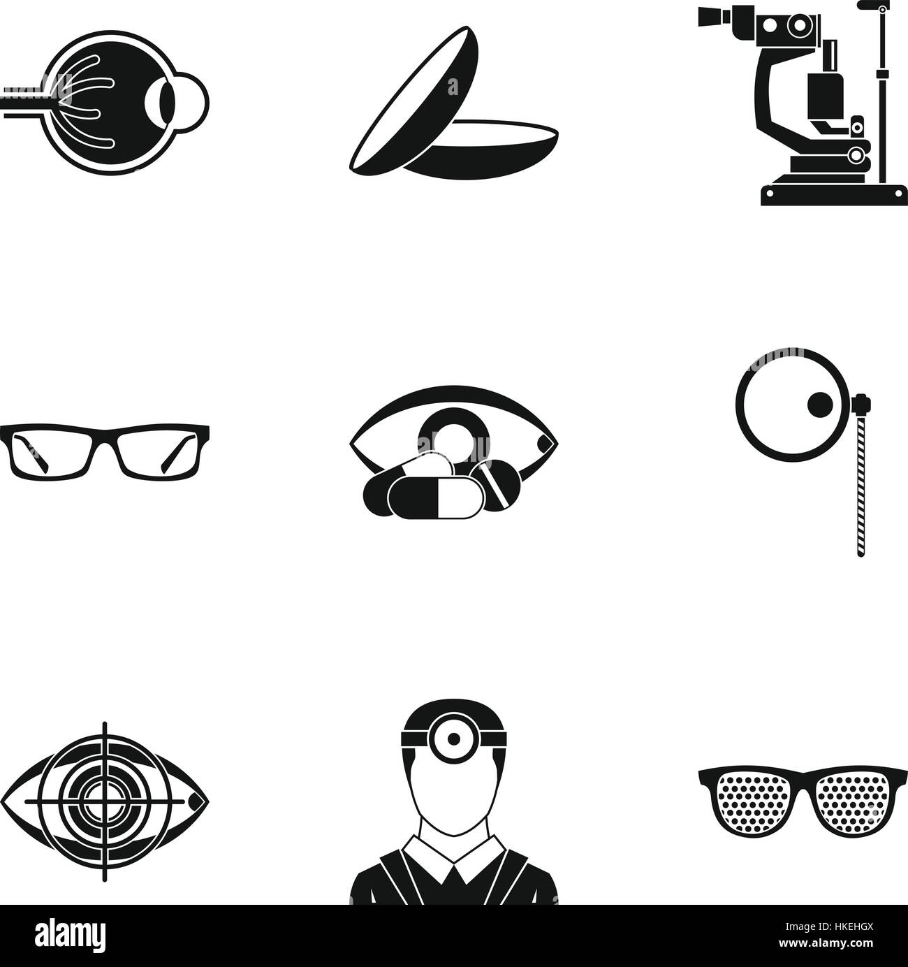 Vision icons set. Simple illustration of 9 vision vector icons for web ...
