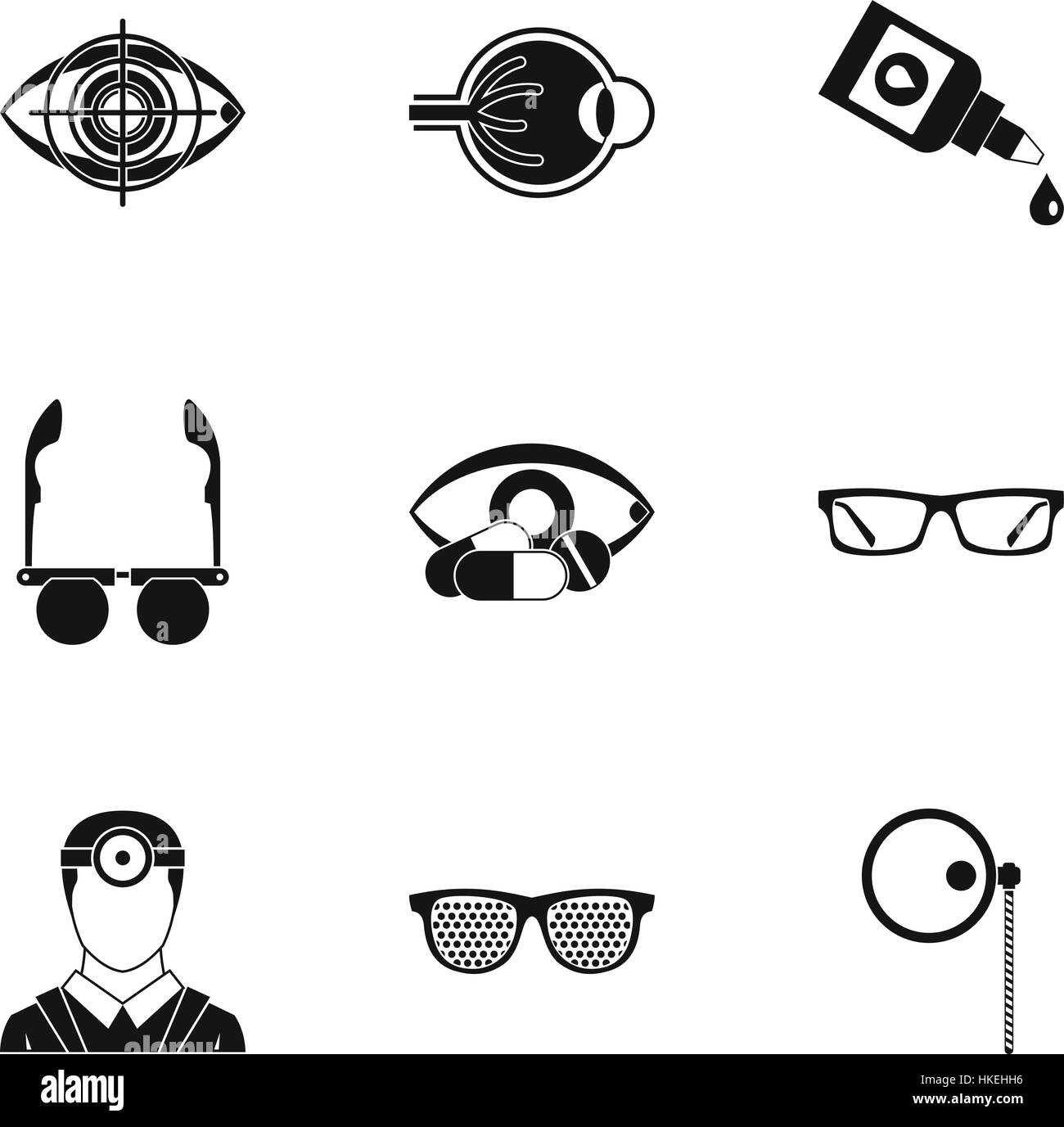 Ophthalmology icons set. Simple illustration of 9 ophthalmology vector icons for web Stock ...