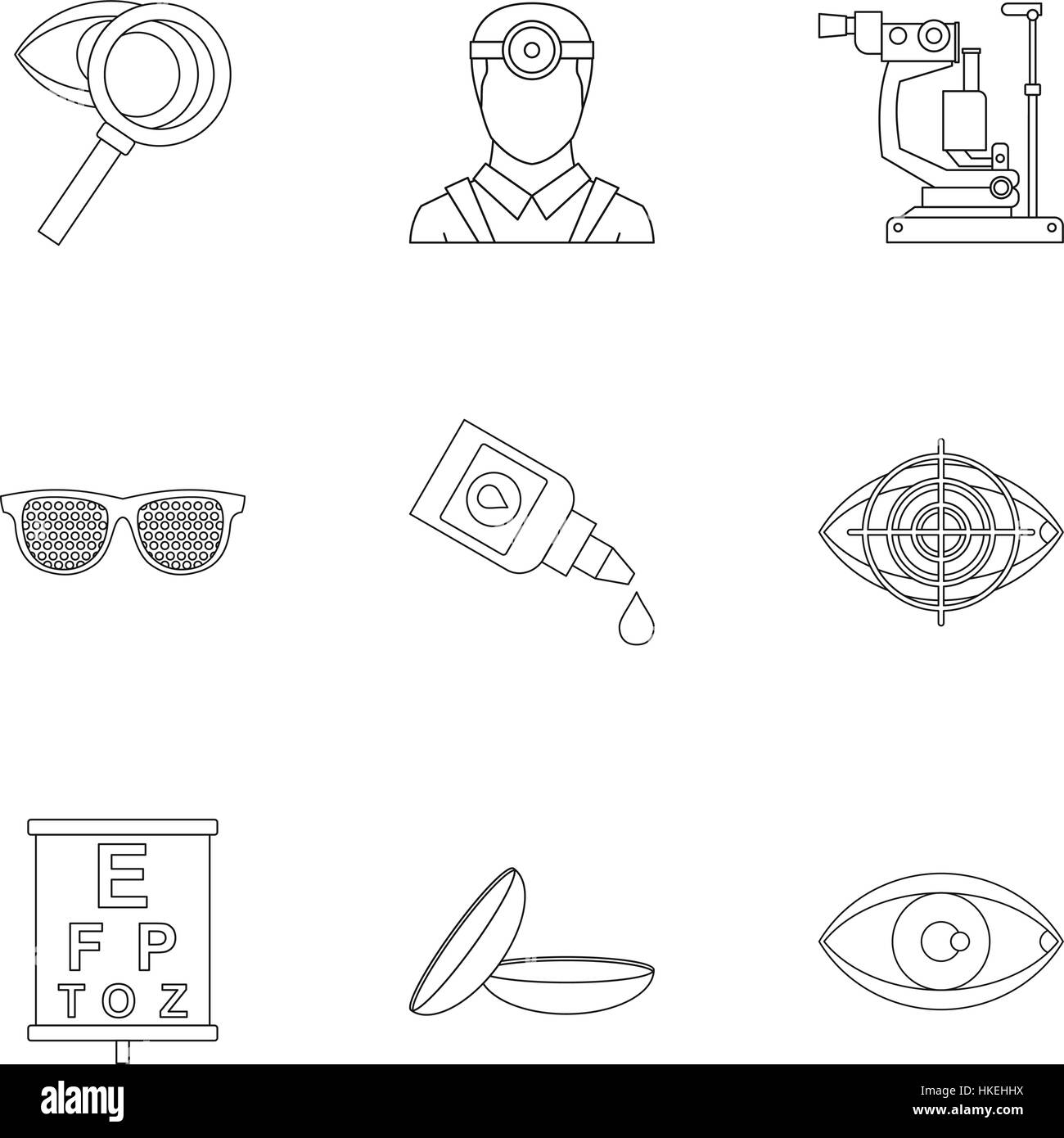 Vision icons set. Outline illustration of 9 vision vector icons for web ...