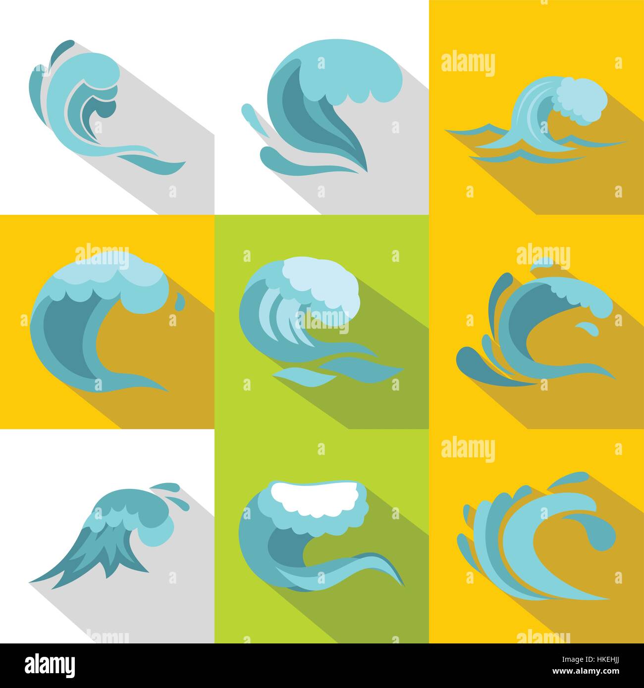 Wave icons set. Flat illustration of 9 wave vector icons for web Stock ...