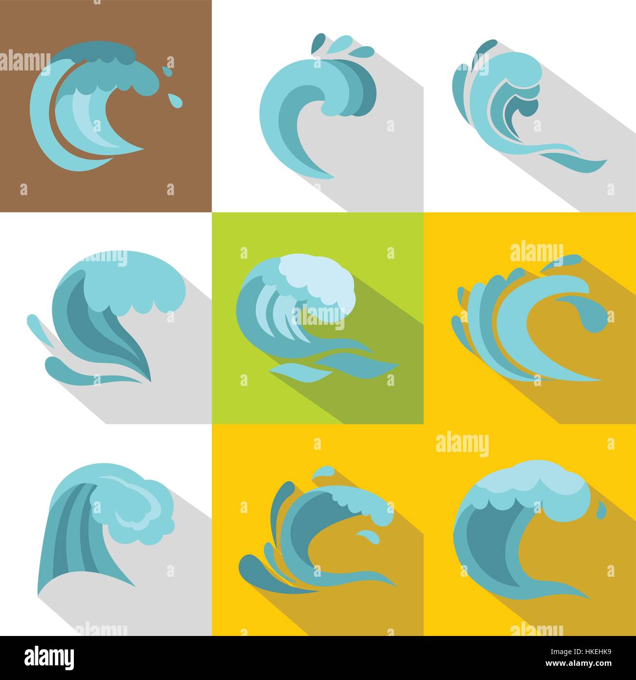 Tide icons set. Flat illustration of 9 tide vector icons for web Stock ...