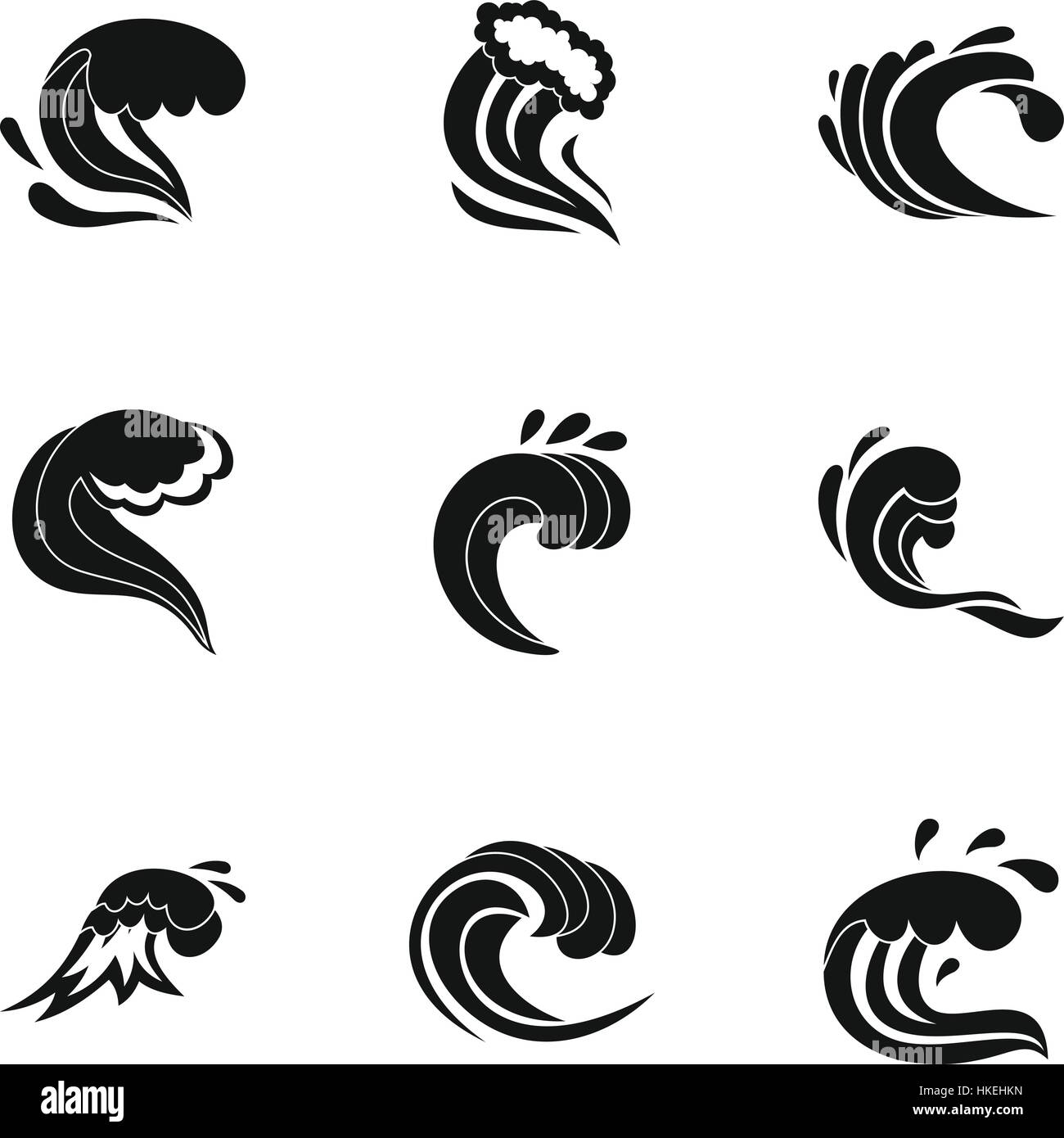 Tsunami icons set. Simple illustration of 9 tsunami vector icons for ...