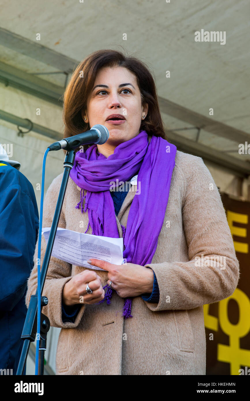 Writer Natasha Walter speaking at the Women's March / anti Donald Trump ...