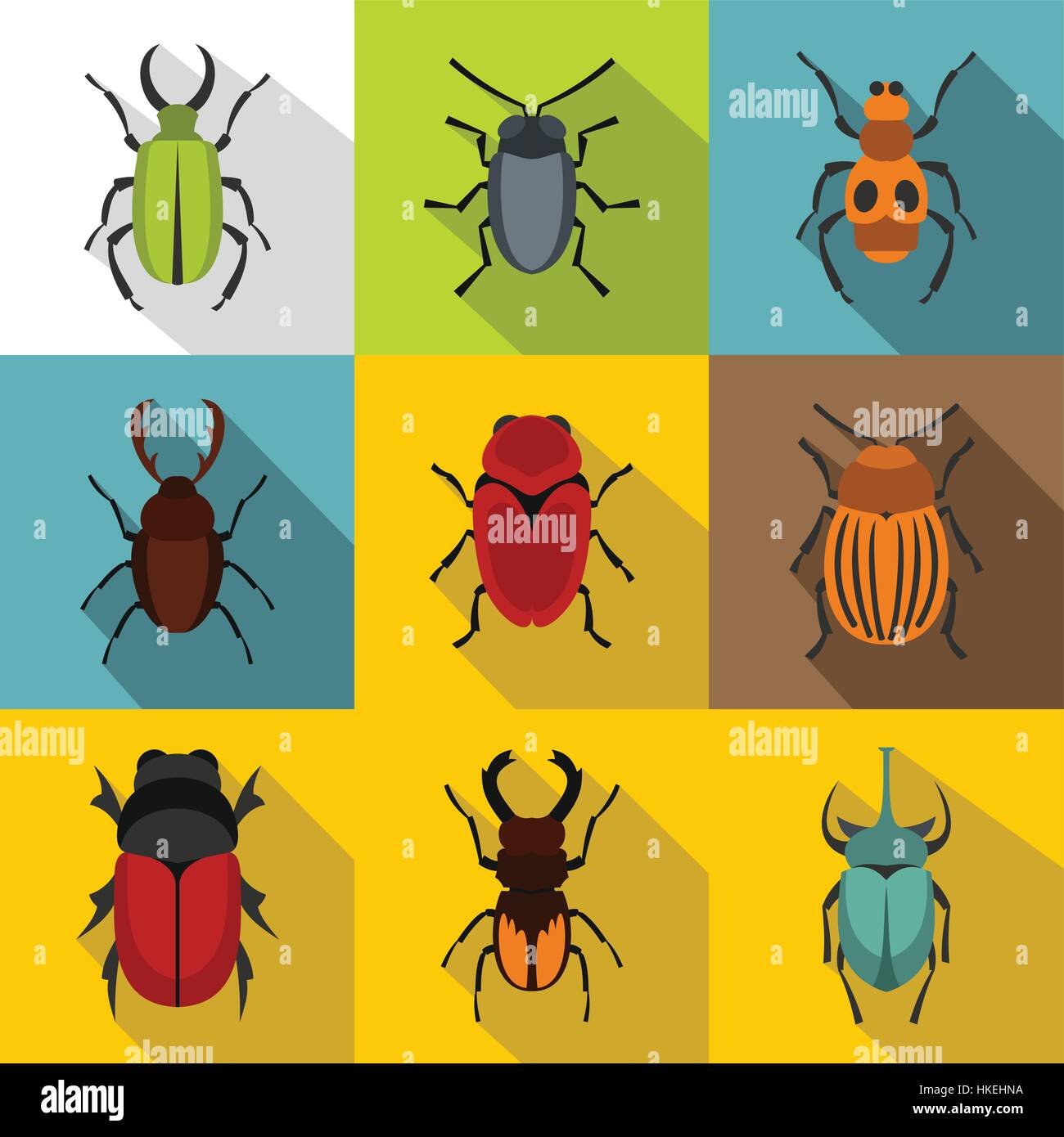 Bugs icons set. Flat illustration of 9 bugs vector icons for web Stock ...