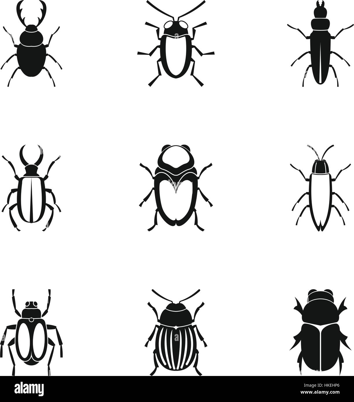Bugs icons set. Simple illustration of 9 bugs vector icons for web ...